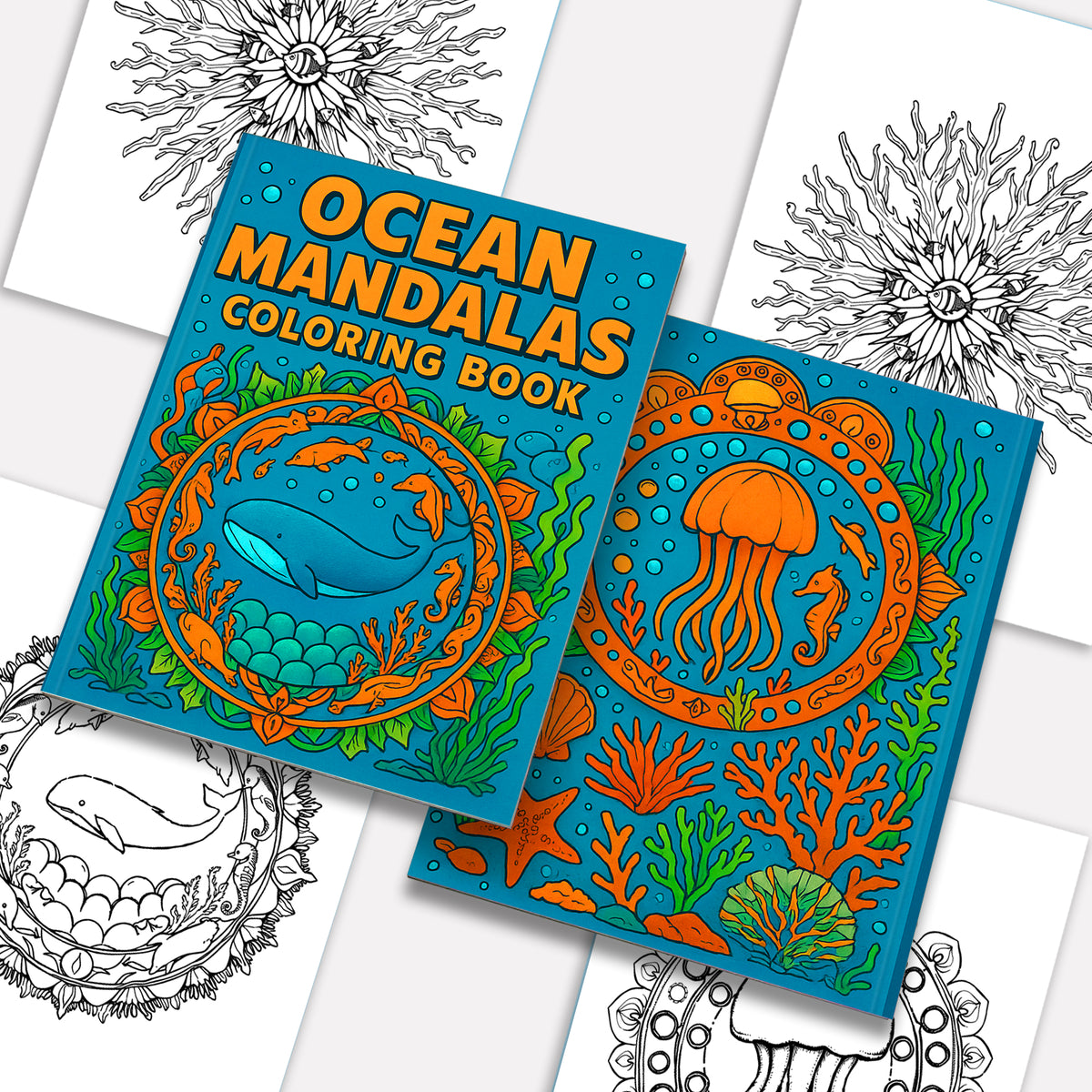 Ocean Mandalas – Mandala Coloring Pages – 48 Pages – Shells, Seahorses ...