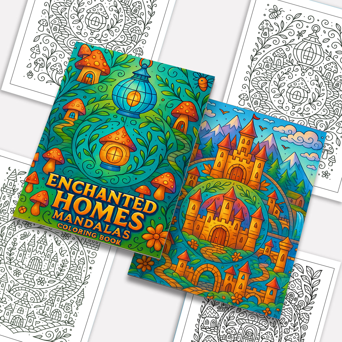 Enchanted Homes Mandalas Coloring Pages – 48 Fantasy Village Designs f ...