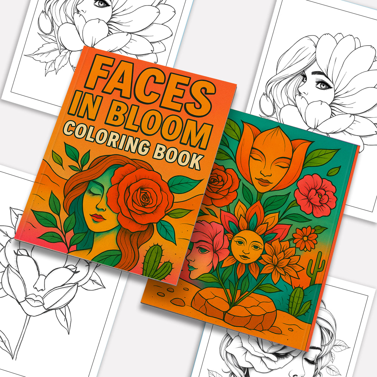 Faces in Bloom – Coloring Pages – 48 Surreal Floral Portraits – For Ki ...