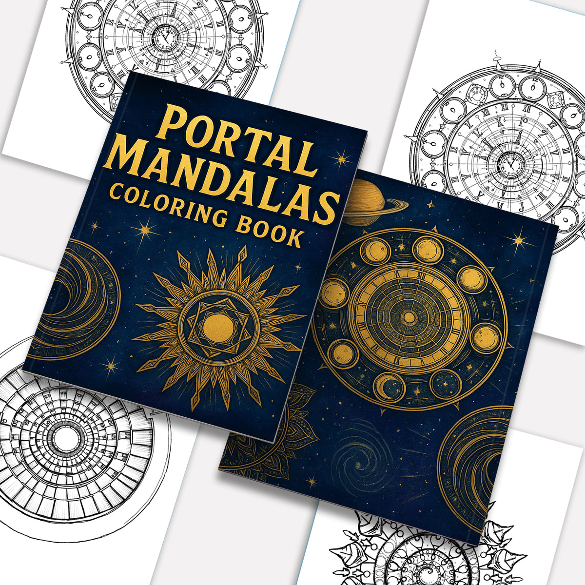 Portal Mandalas – Mandala Coloring Pages – 48 Pages – Spirals, Light G — Crayonahub