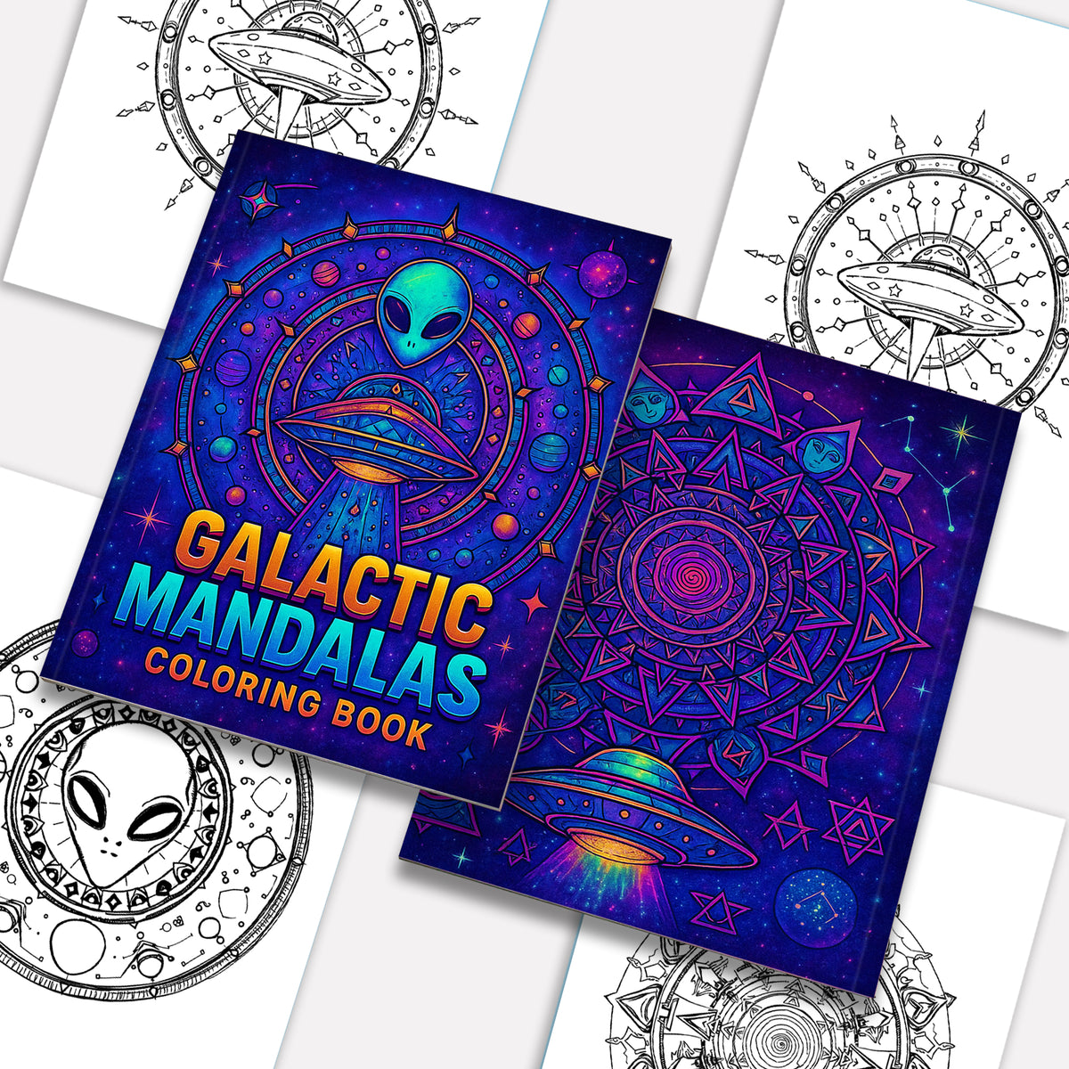 Galactic Mandalas – Mandala Coloring Pages – 48 Pages – UFOs, Aliens ...