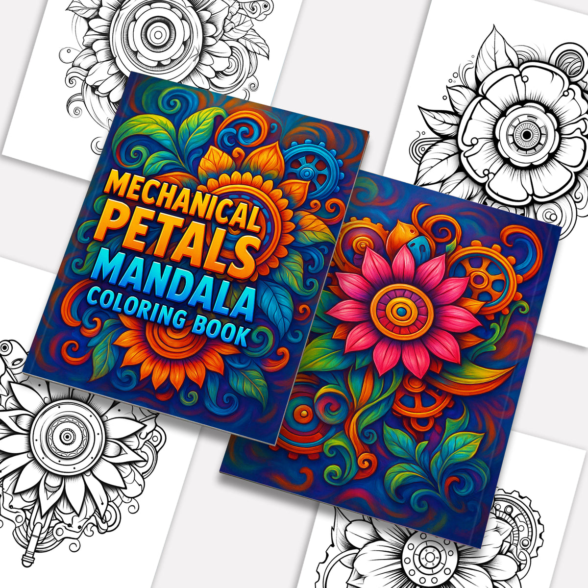 Mechanical Petals Mandala Coloring Pages – 48 Intricate Steampunk Flow ...