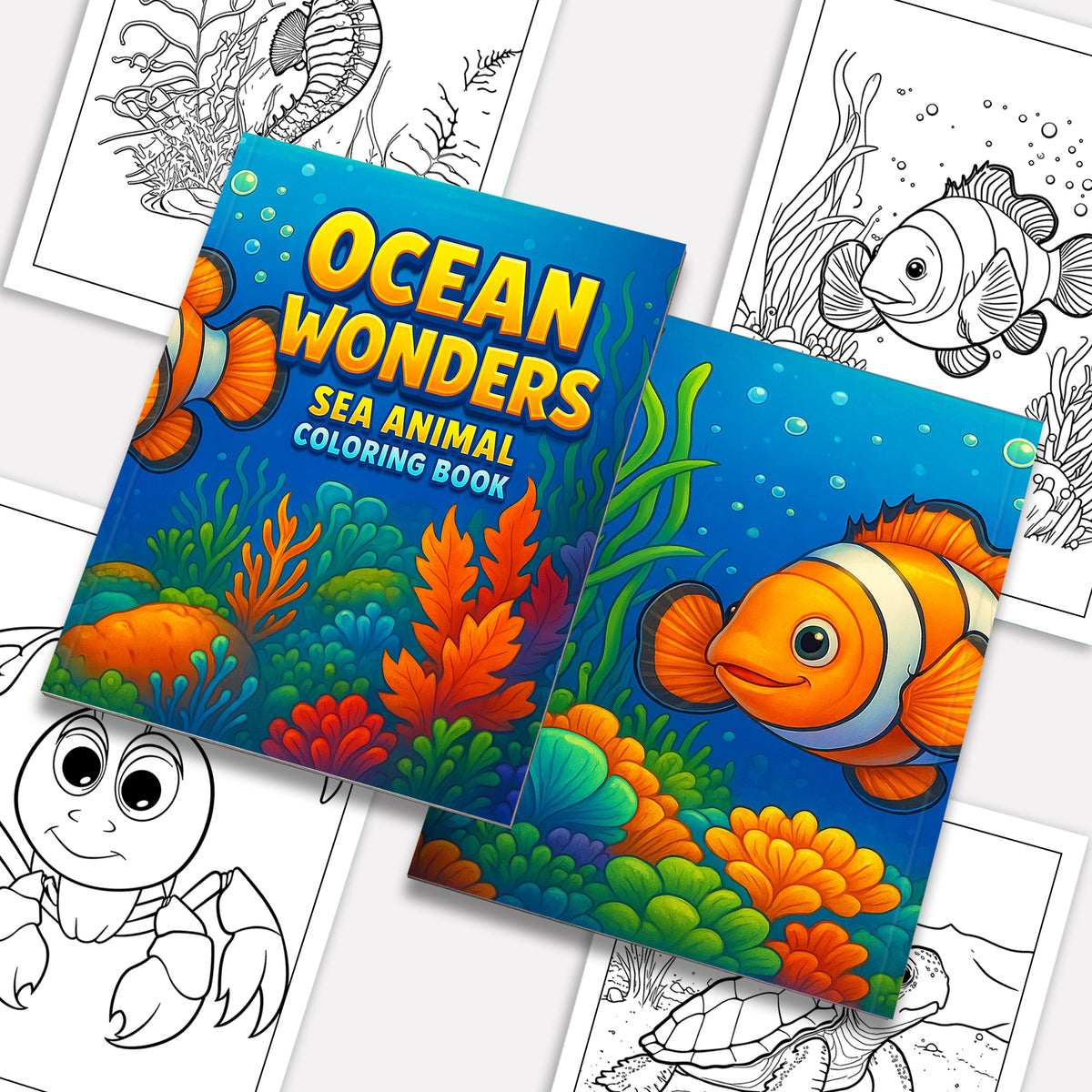 Ocean Wonders Coloring Pages – 48 Pages – Fun Sea Creatures – For Kids ...