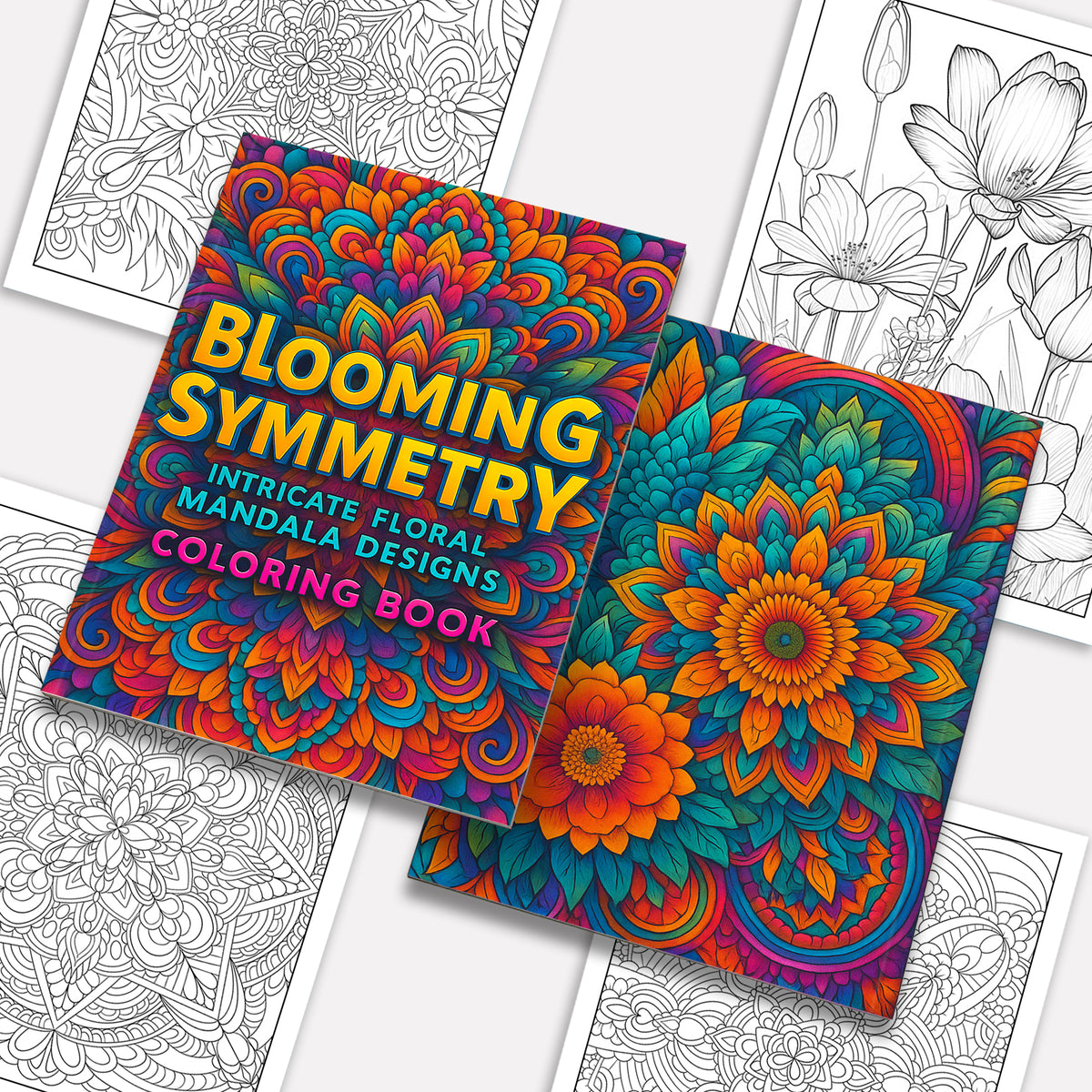 Blooming Symmetry Coloring Pages – 48 Pages – Floral Mandalas, Intrica ...