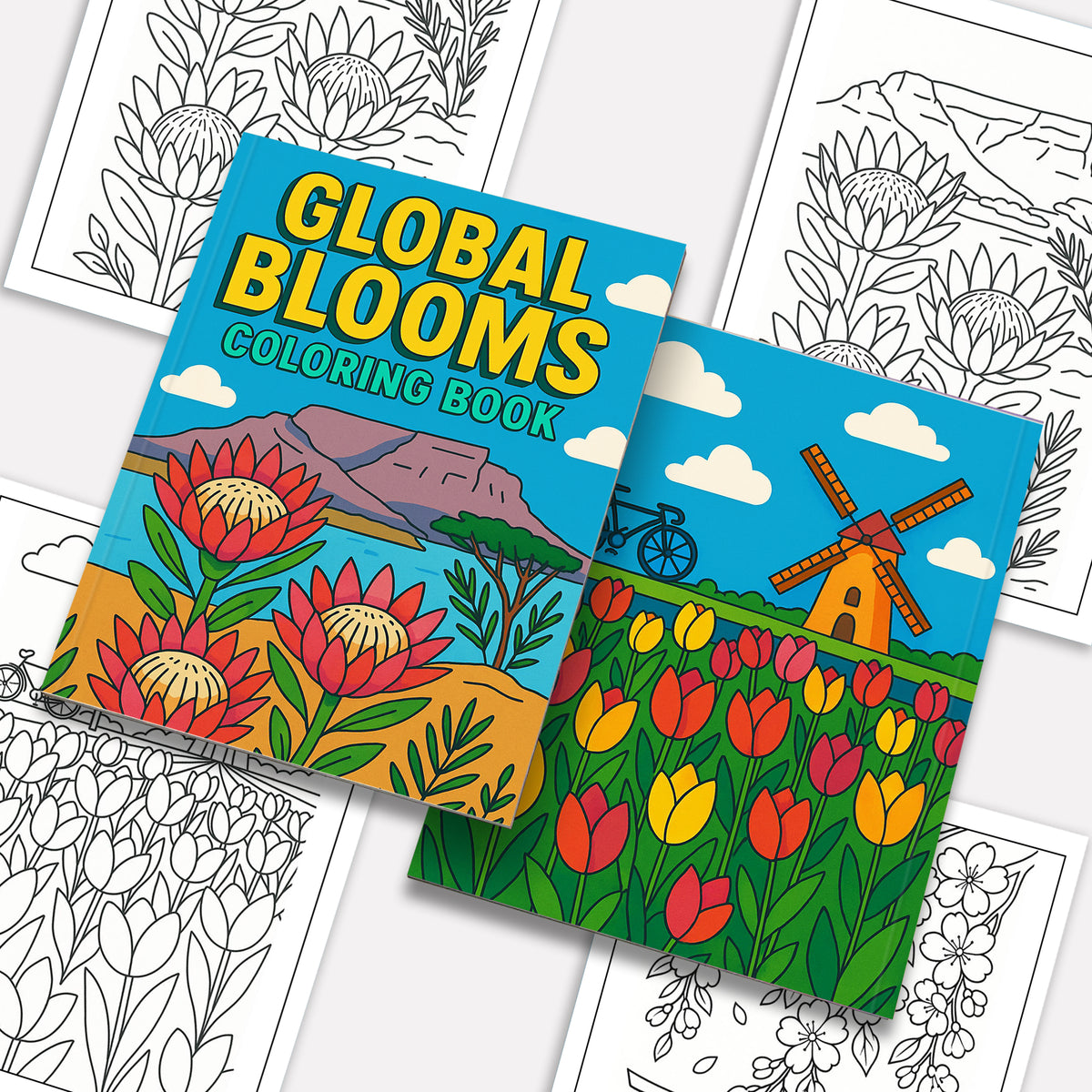Global Blooms – Flower Coloring Pages – 48 Pages – Iconic Blossoms fro ...
