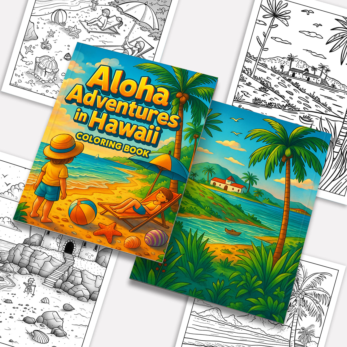 Aloha Adventures in Hawaii Coloring Pages – 48 Summer Fun Designs for ...