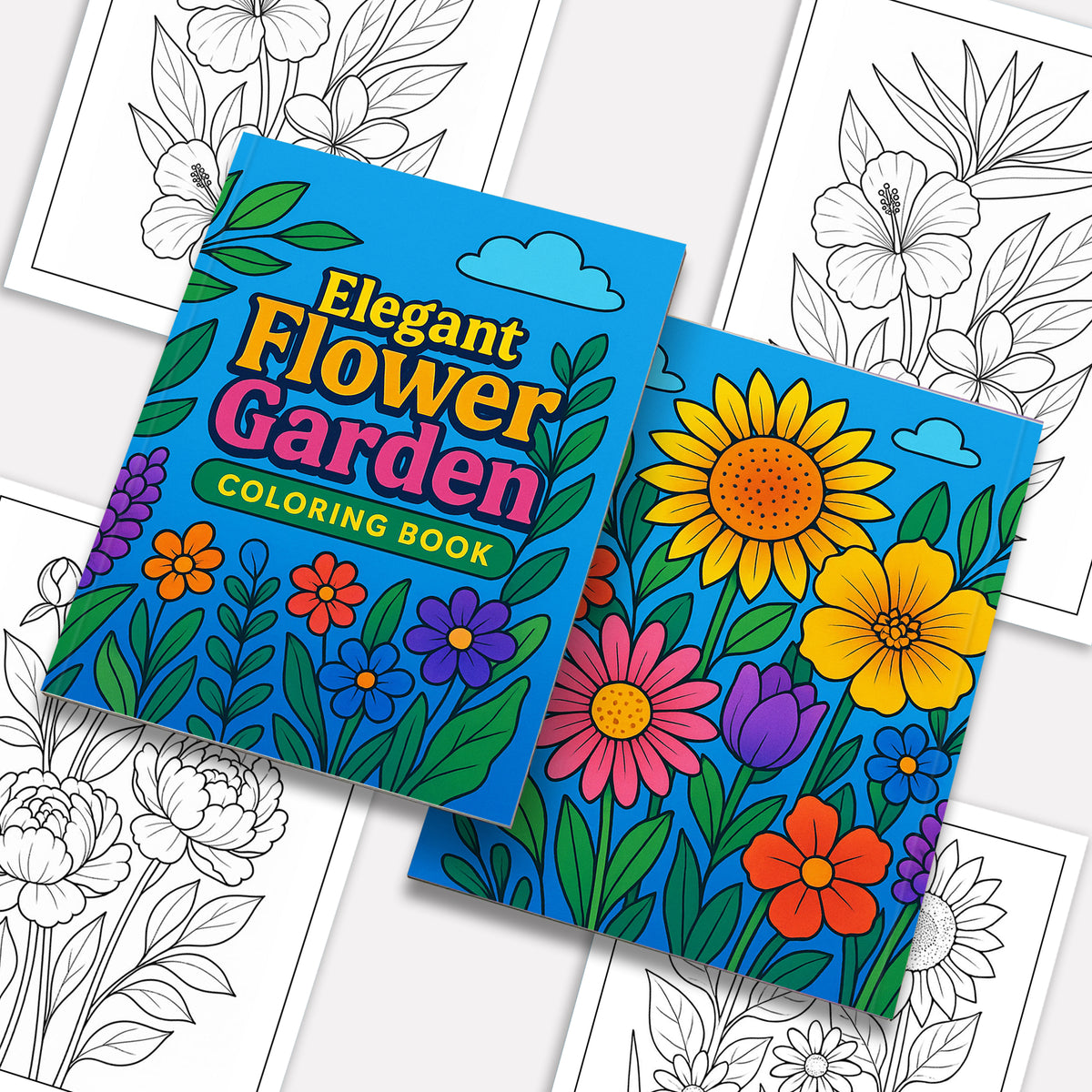 Elegant Flower Garden – Flower Coloring Pages – 48 Pages – Botanical ...