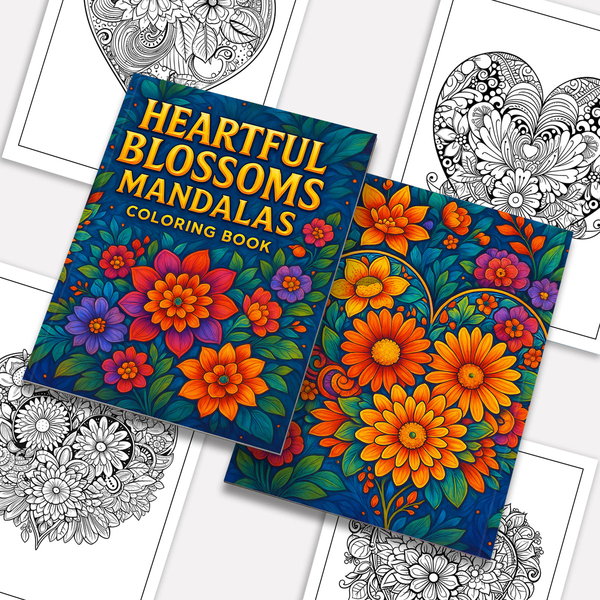 Heartful Blossoms Coloring Pages – 48 Mandala Flower Hearts for Adults ...