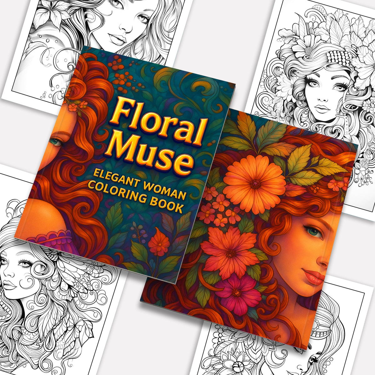 Floral Muse Coloring Pages – 48 Elegant Woman Designs for Adults ...