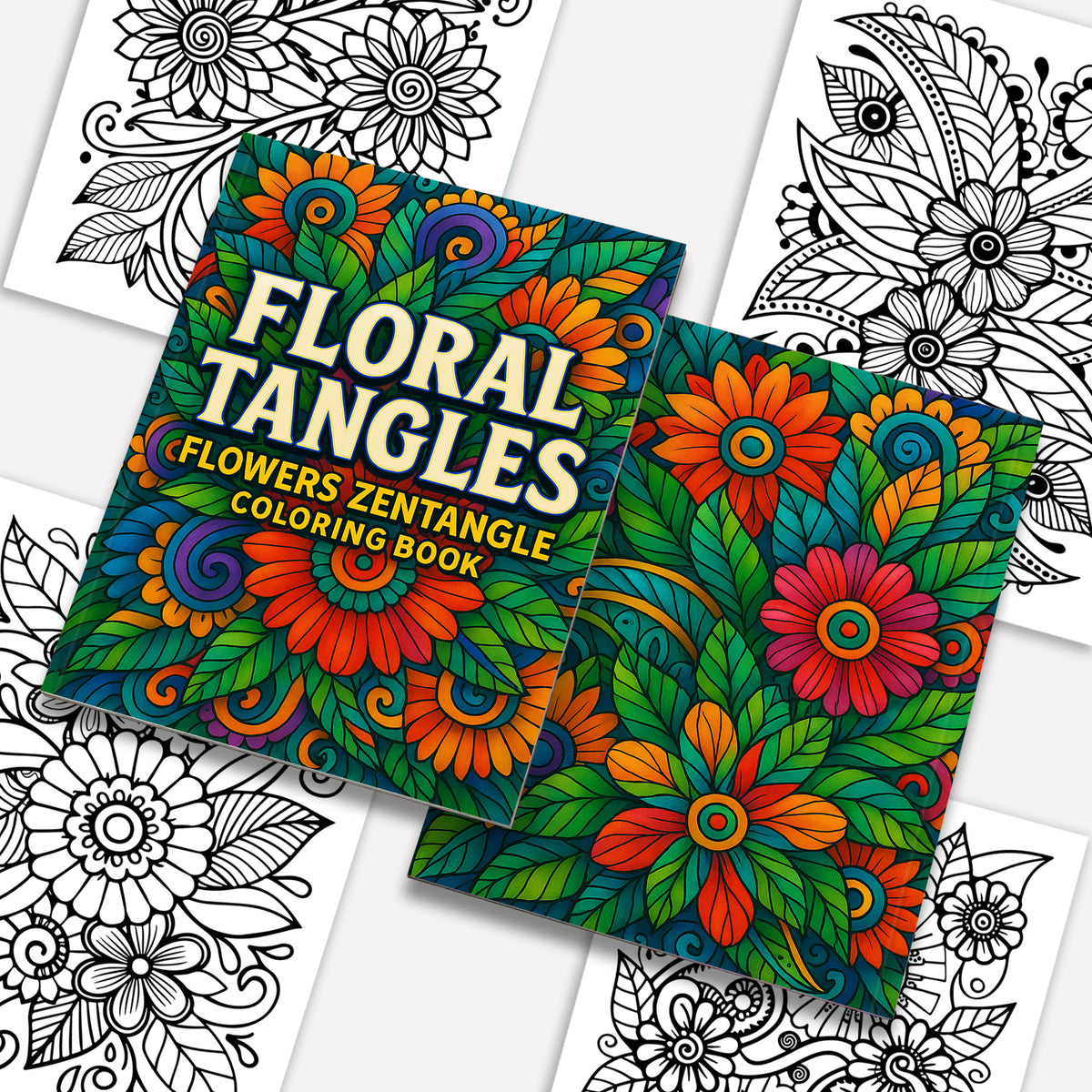 Floral Tangles – Flowers Zentangle Coloring Pages – 48 Pages – Abstrac ...