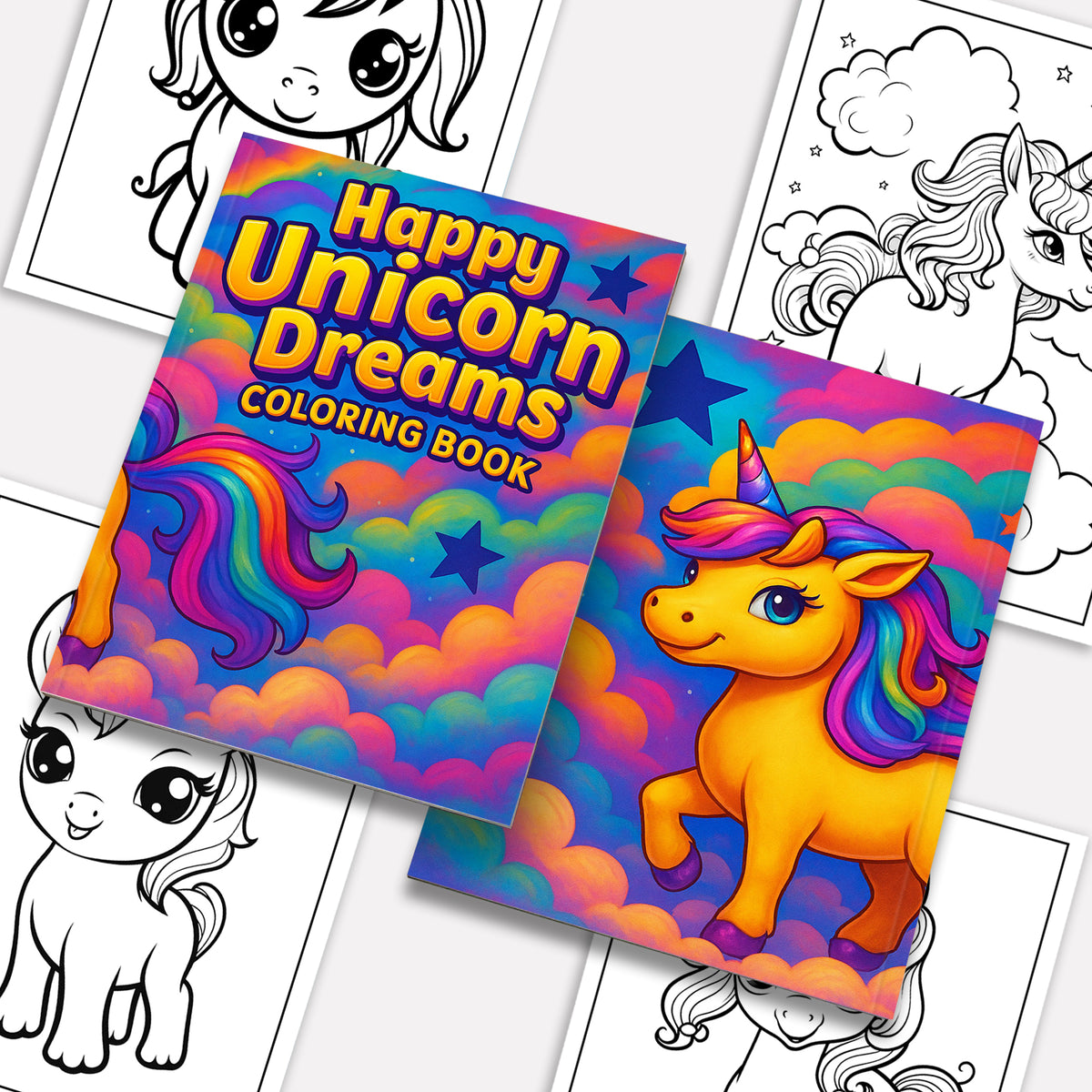Happy Unicorn Dreams Coloring Pages – 48 Pages – Adorable and Fun Desi ...