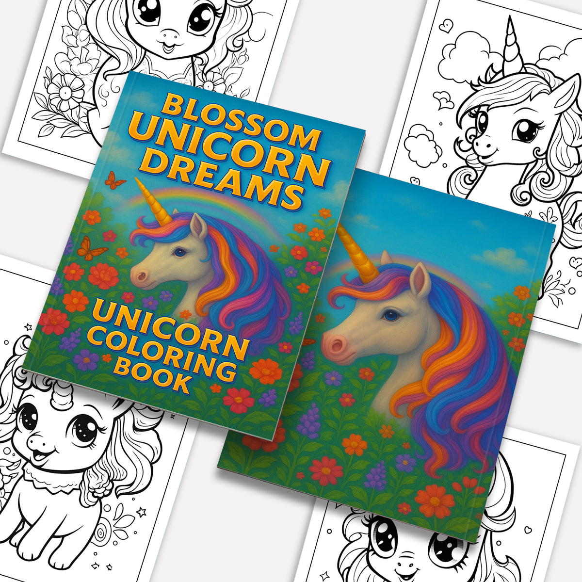 Blossom Unicorn Dreams – Unicorn Coloring Pages – 48 Pages – Floral Ma ...