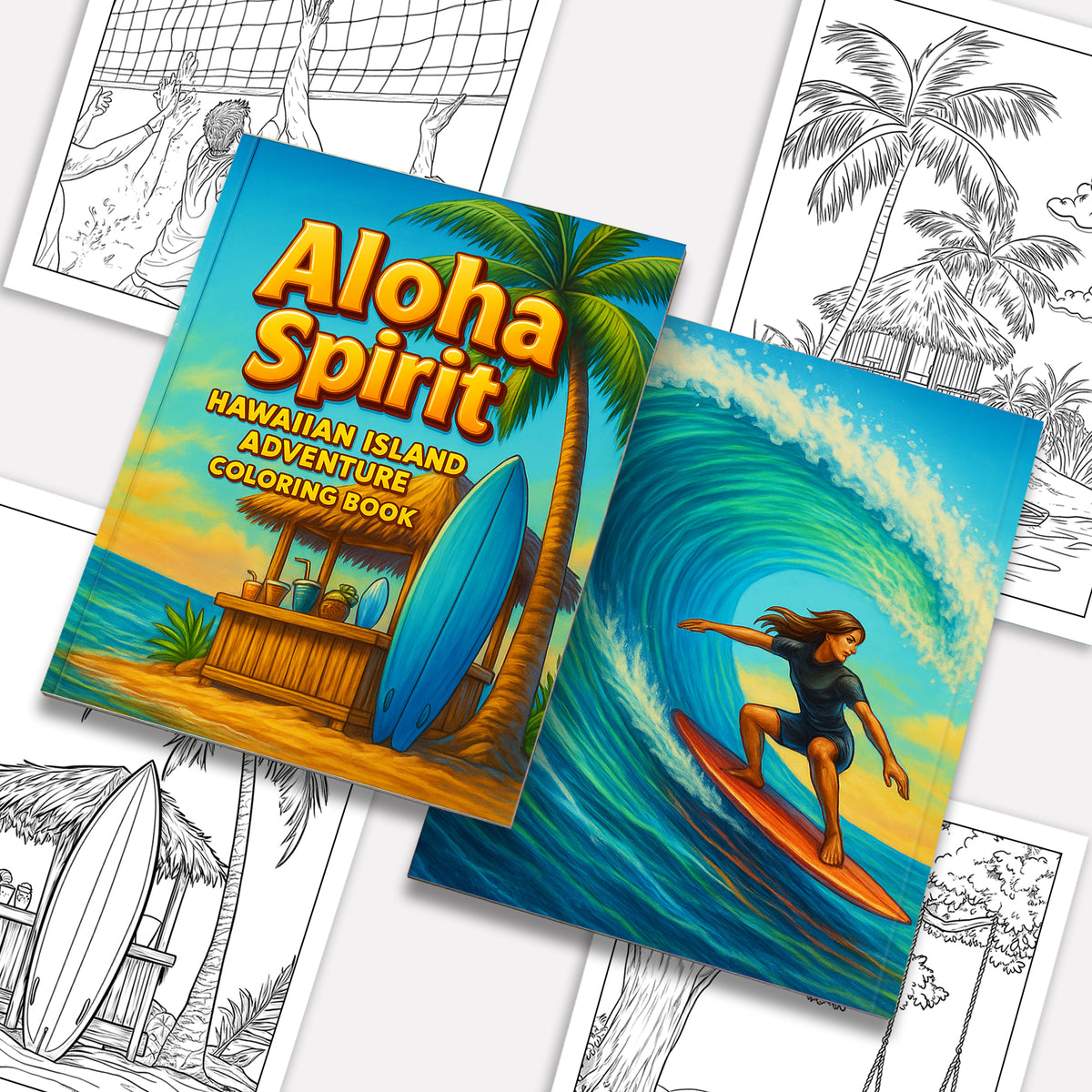 Aloha Spirit Hawaiian Coloring Pages – 48 Pages – Cute Island Life, Pa ...