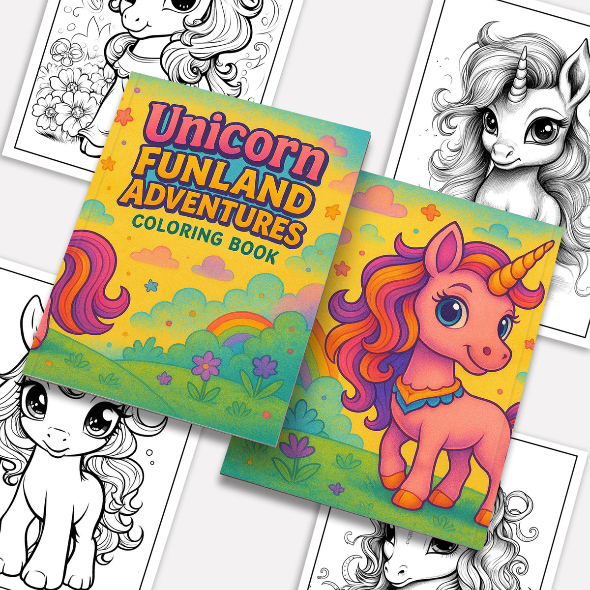 Unicorn Funland Adventures Coloring Pages – 48 Playful and Magical Sce ...