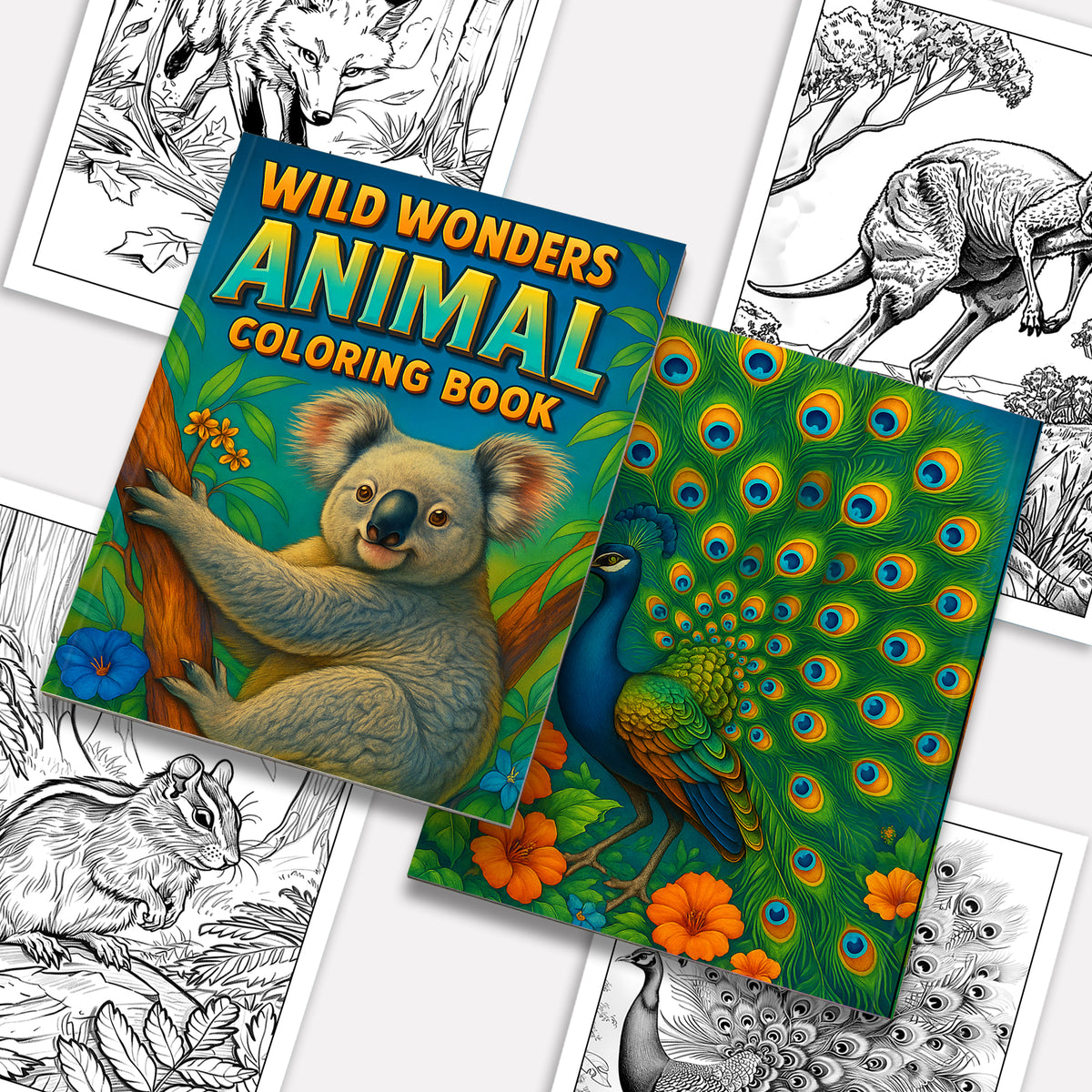 Wild Wonders Animal Coloring Pages – 48 Pages – Safari Wildlife, Farm ...
